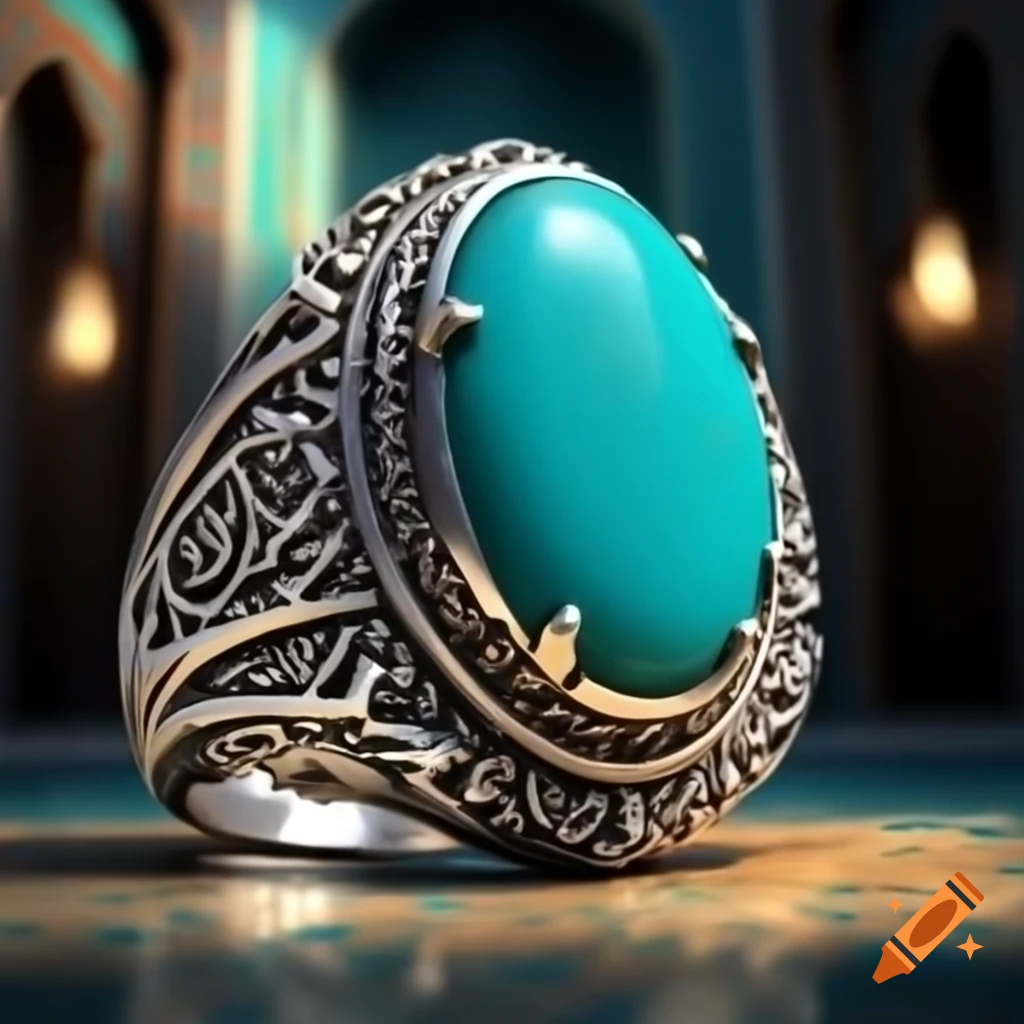 Men's silver ring design with large turquoise stone inspired by hafez's ...