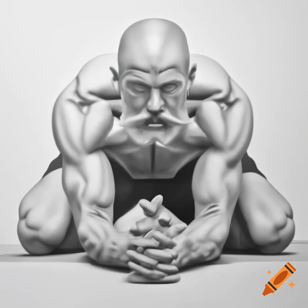 Realistic pencil drawing of muscular man in yoga back extension pose on ...