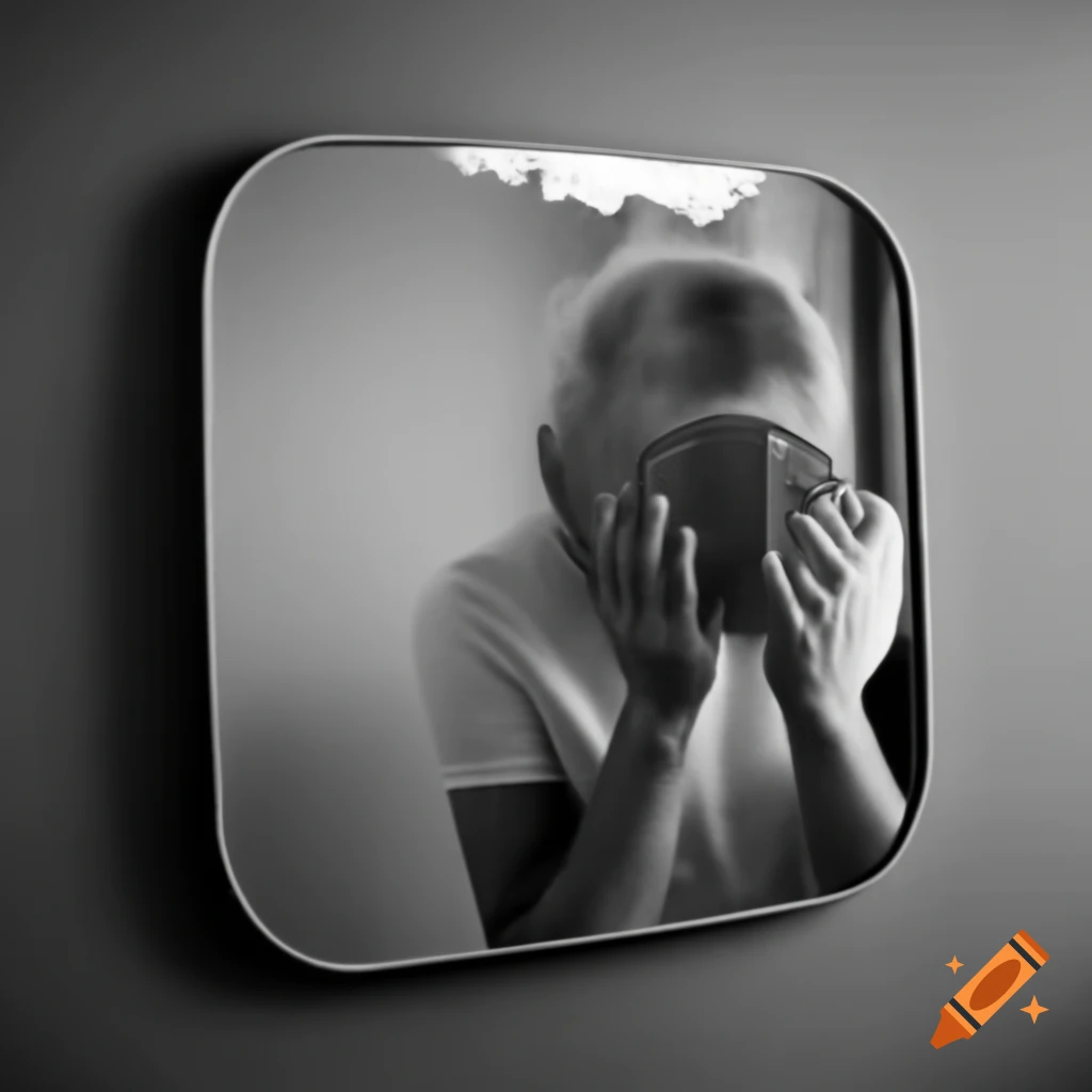 Mirror reflecting another mirror, creating infinite reflections on Craiyon