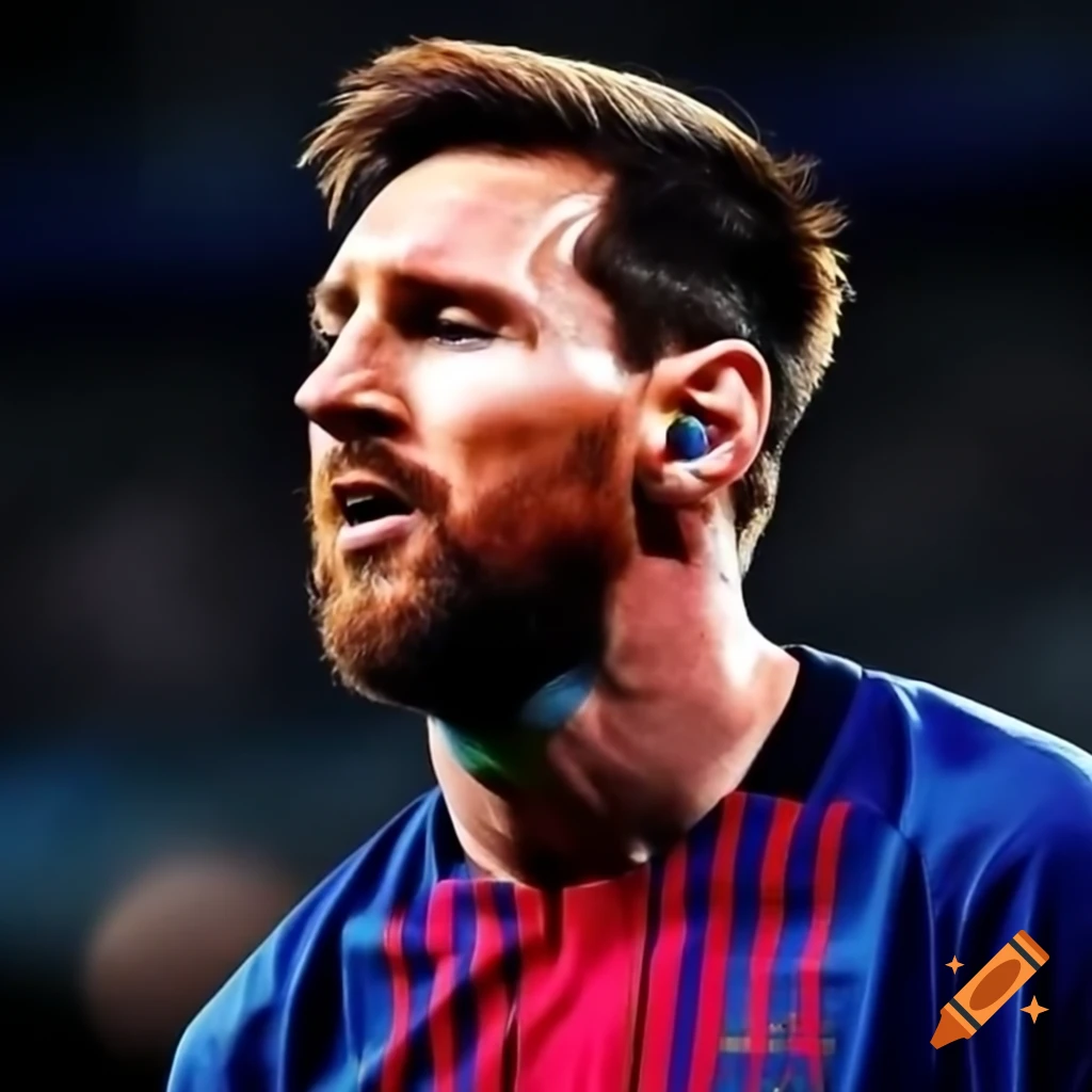 Lionel messi performing while singing on Craiyon