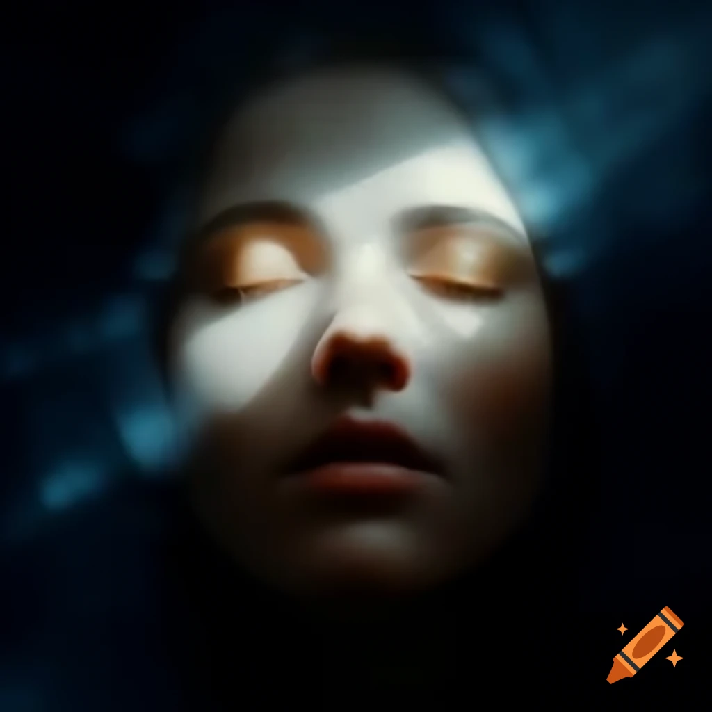 Ethereal face in light and shadow conveying beauty and mystery on Craiyon