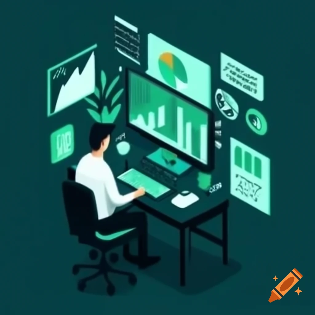 Professional background for Power BI dashboard featuring man at desk on ...