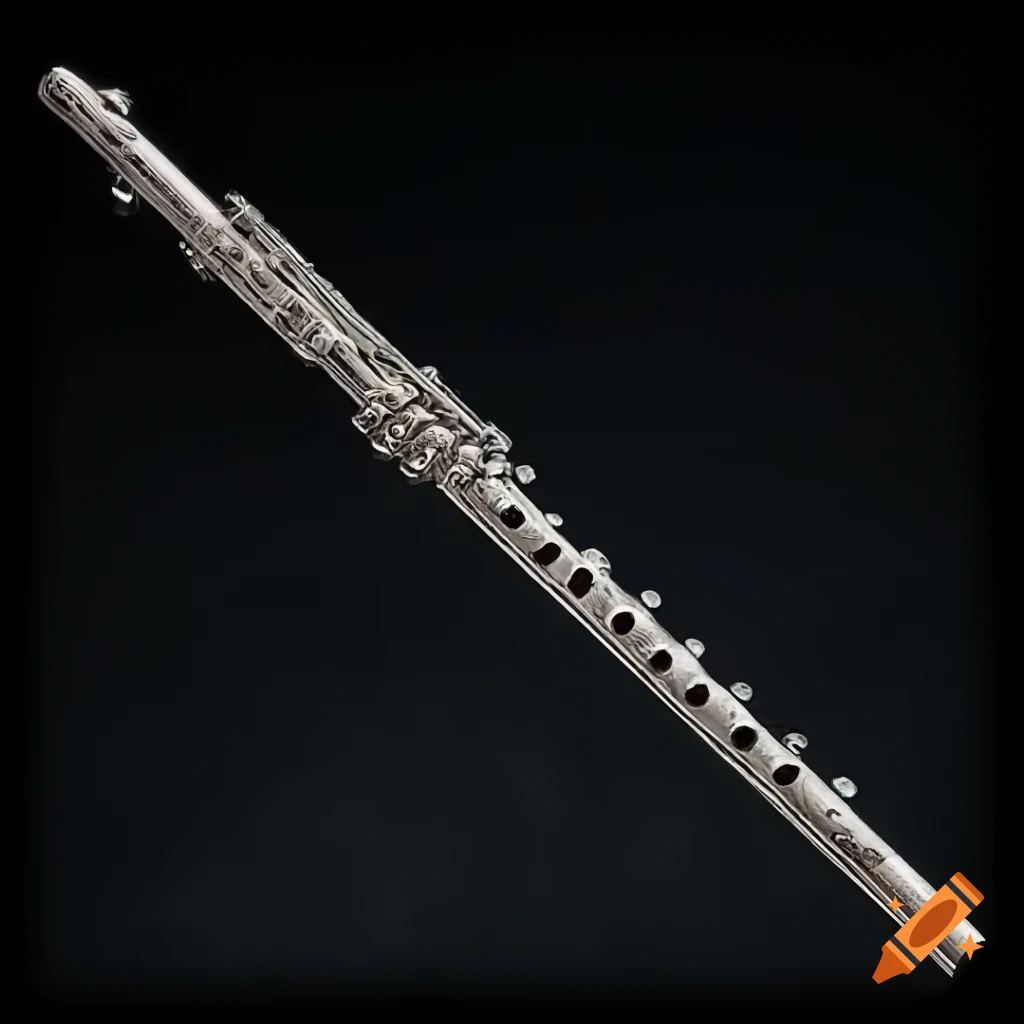 Hauntingly beautiful silver and bone flute with glowing engravings ...