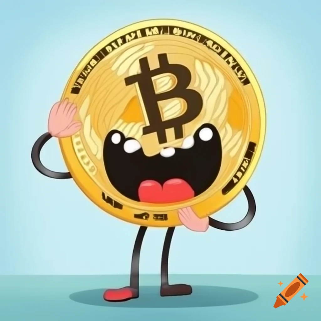 Cartoon drawing of Bitcoin deity focusing on facial features on Craiyon