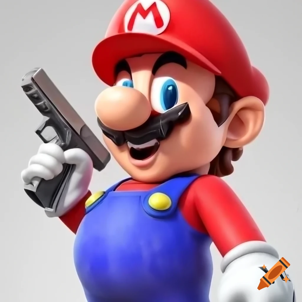 Mario character holding a glock gun on Craiyon
