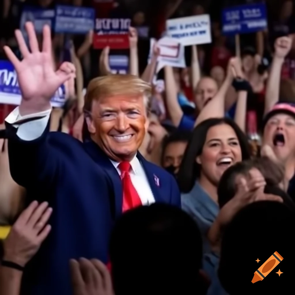 Crowd of supporters rallying for Donald Trump with 'Trump 2028' signs ...