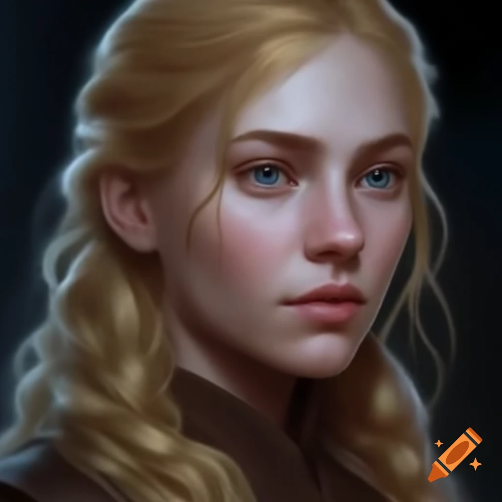 Wavy haired blonde medieval woman with subtle features on Craiyon