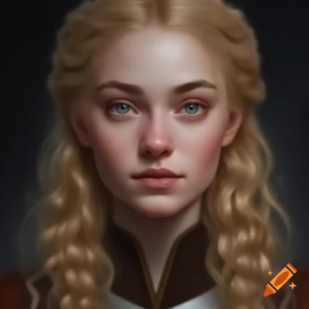 Wavy haired blonde medieval woman with subtle features on Craiyon