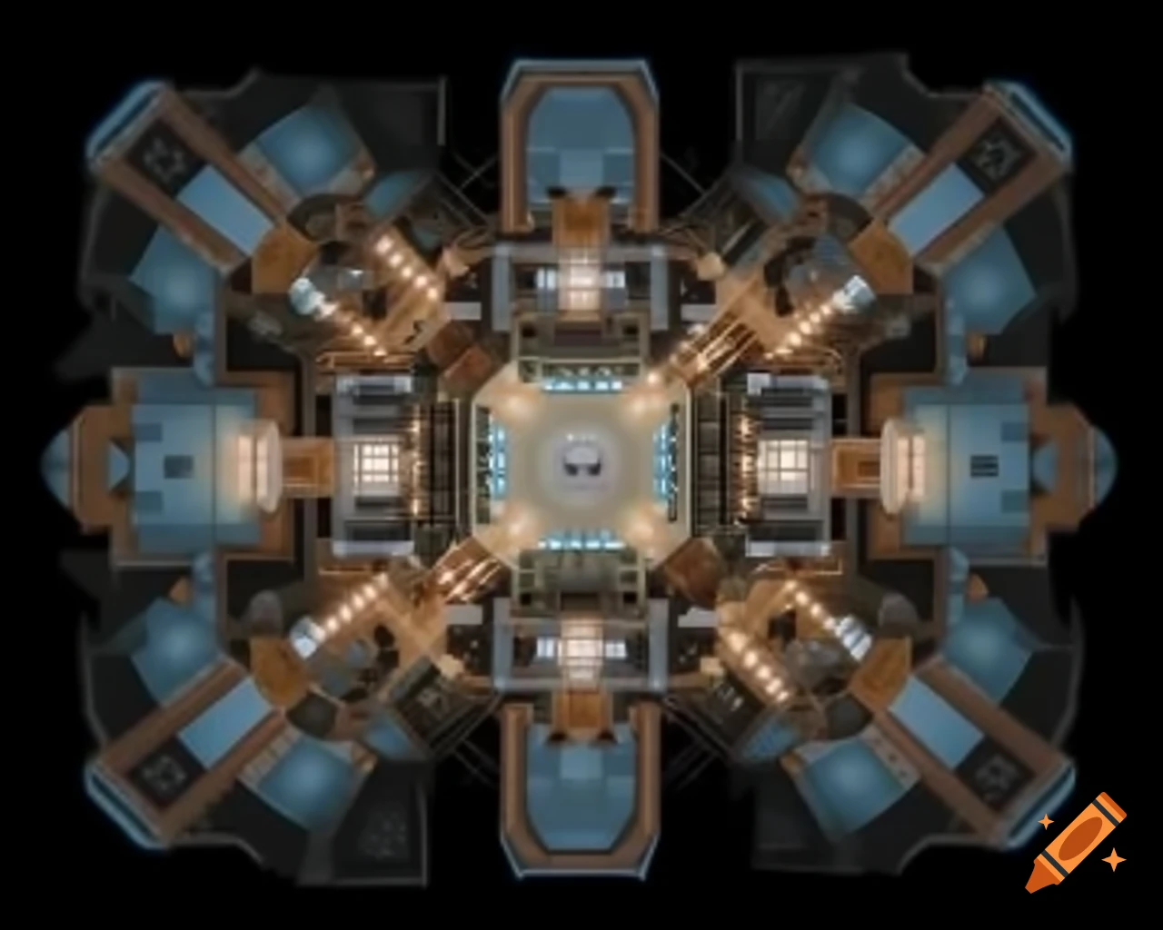 Top view detailed plan of granbretan embassy featuring futuristic ...