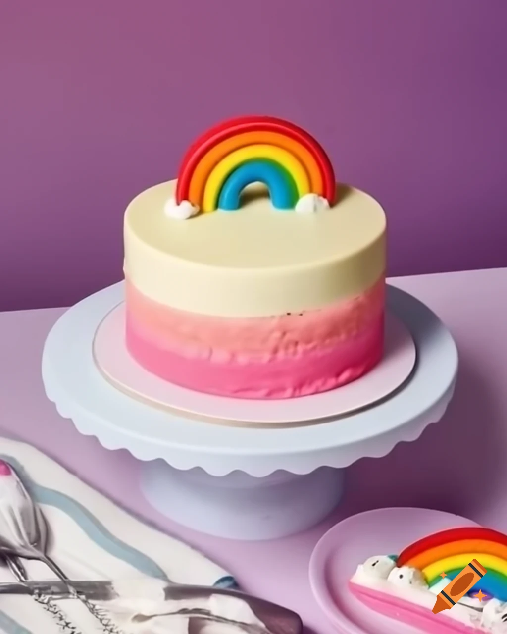 Colorful rainbow cake with layers of vibrant frosting on Craiyon
