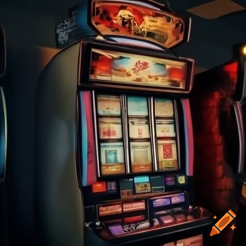 Central slot machine with engaging symbols and words on Craiyon