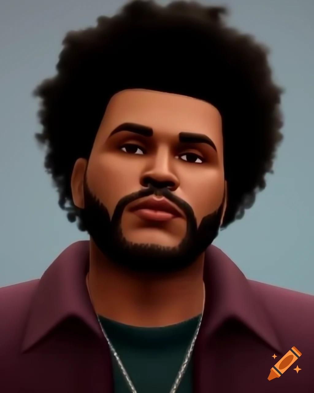 The Weeknd character created in The Sims 4 game on Craiyon