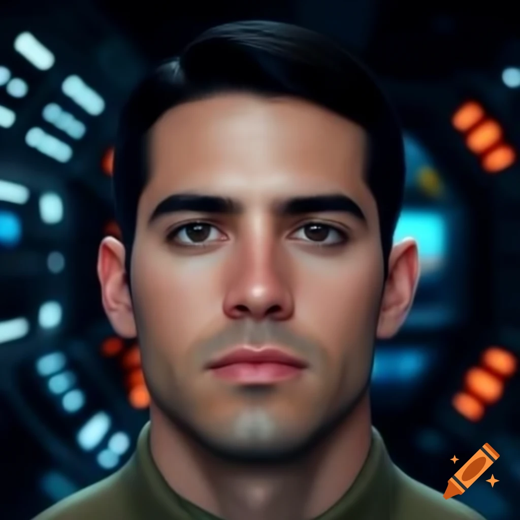 Headshot of mission operations specialist lt. ryan delgado in spaceship ...