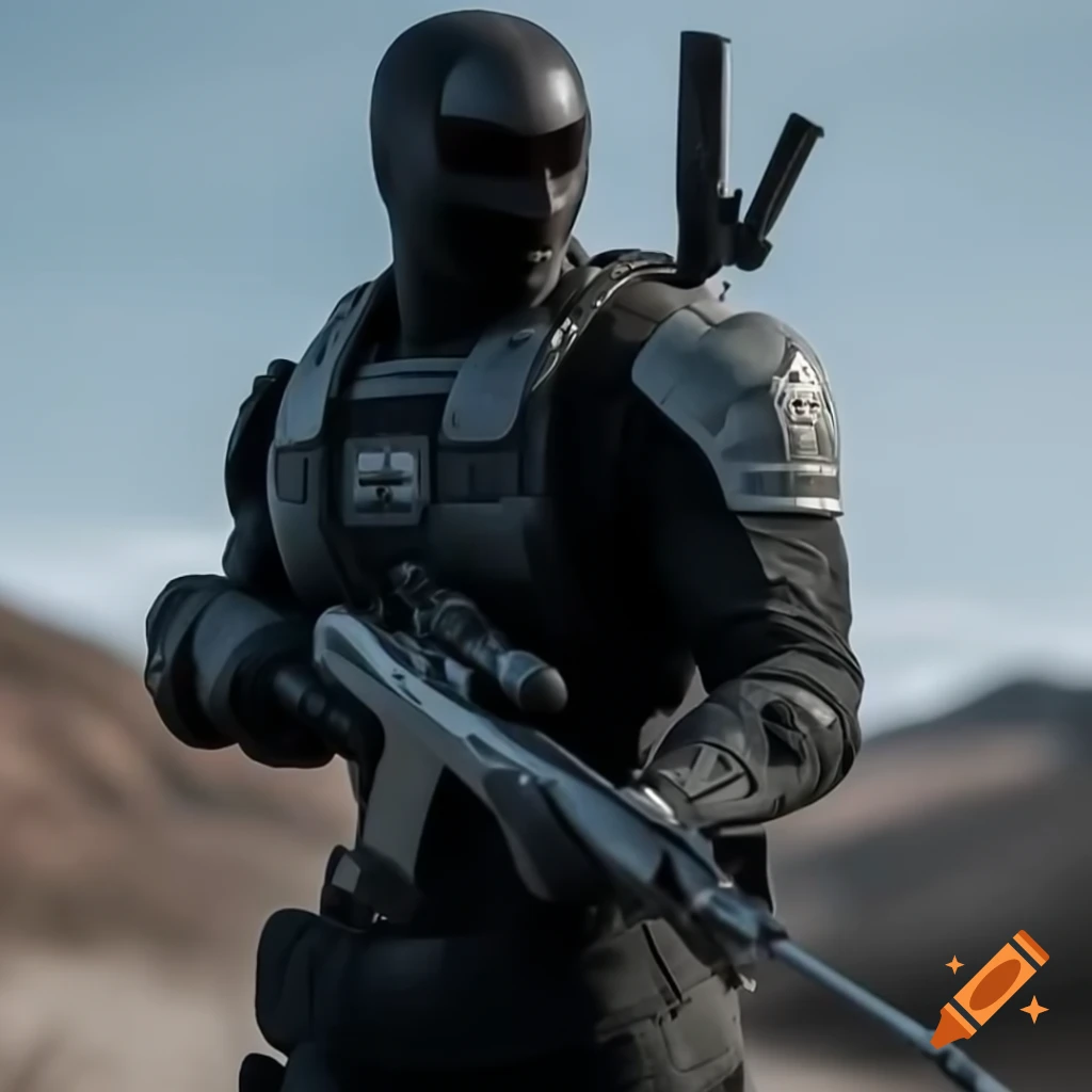 Covert operative in stealth suit with weapons including pistol, sniper ...