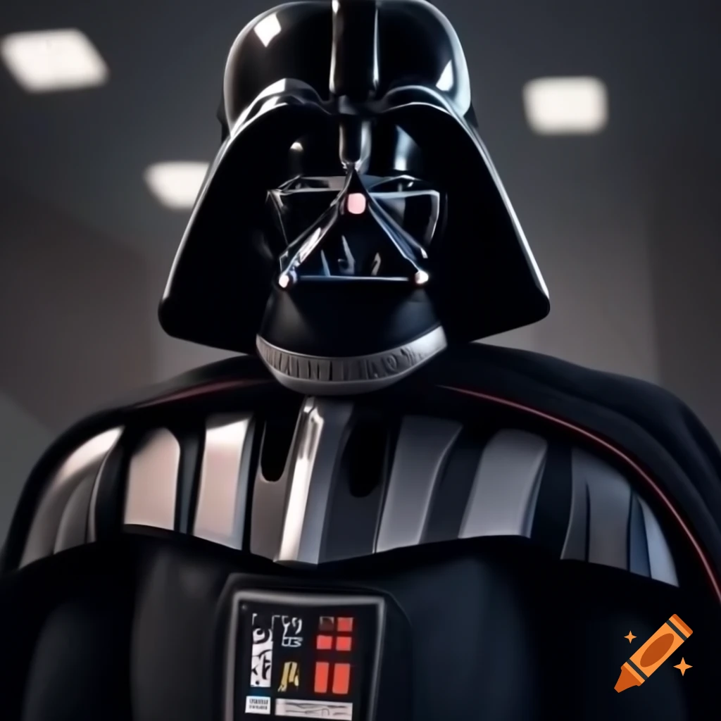 Digital art of darth vader, tall figure in shiny black armor with ...