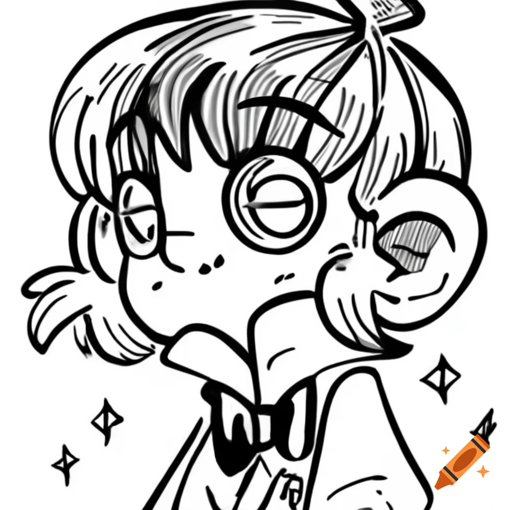 Whimsical black and white cartoon illustration of mischievous german ...