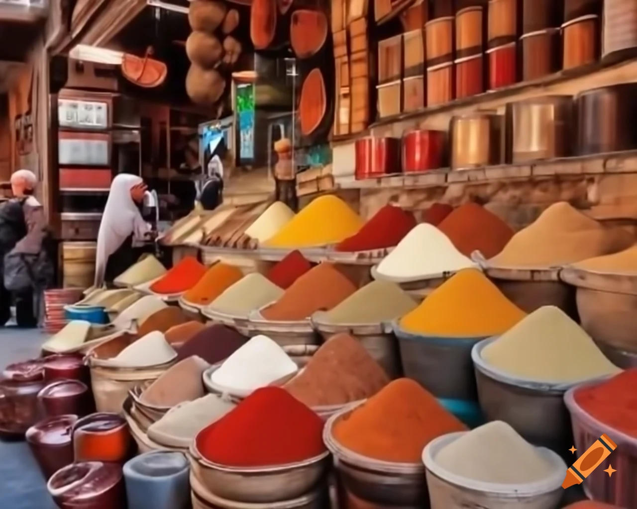 Traditional old spice markets in iran showcasing various spices and ...