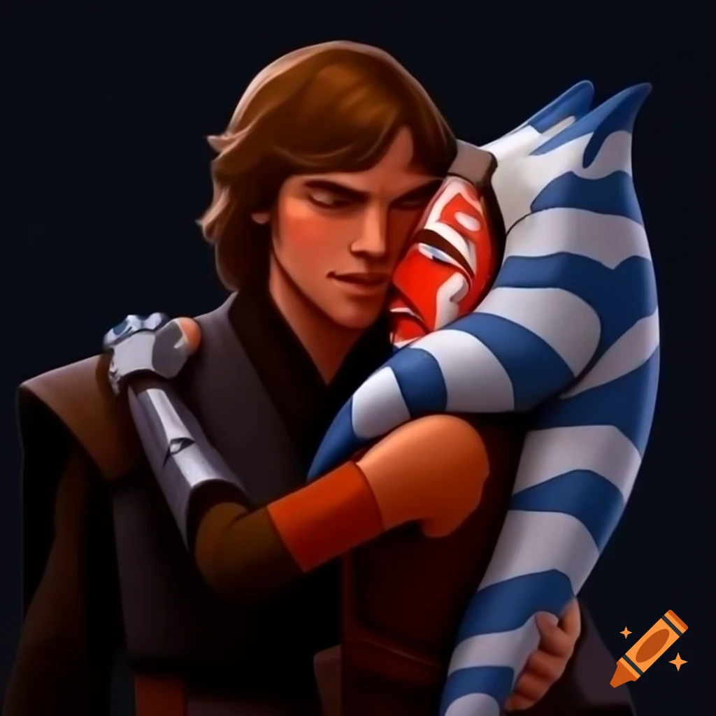 Anakin Skywalker hugging Ahsoka Tano on Craiyon