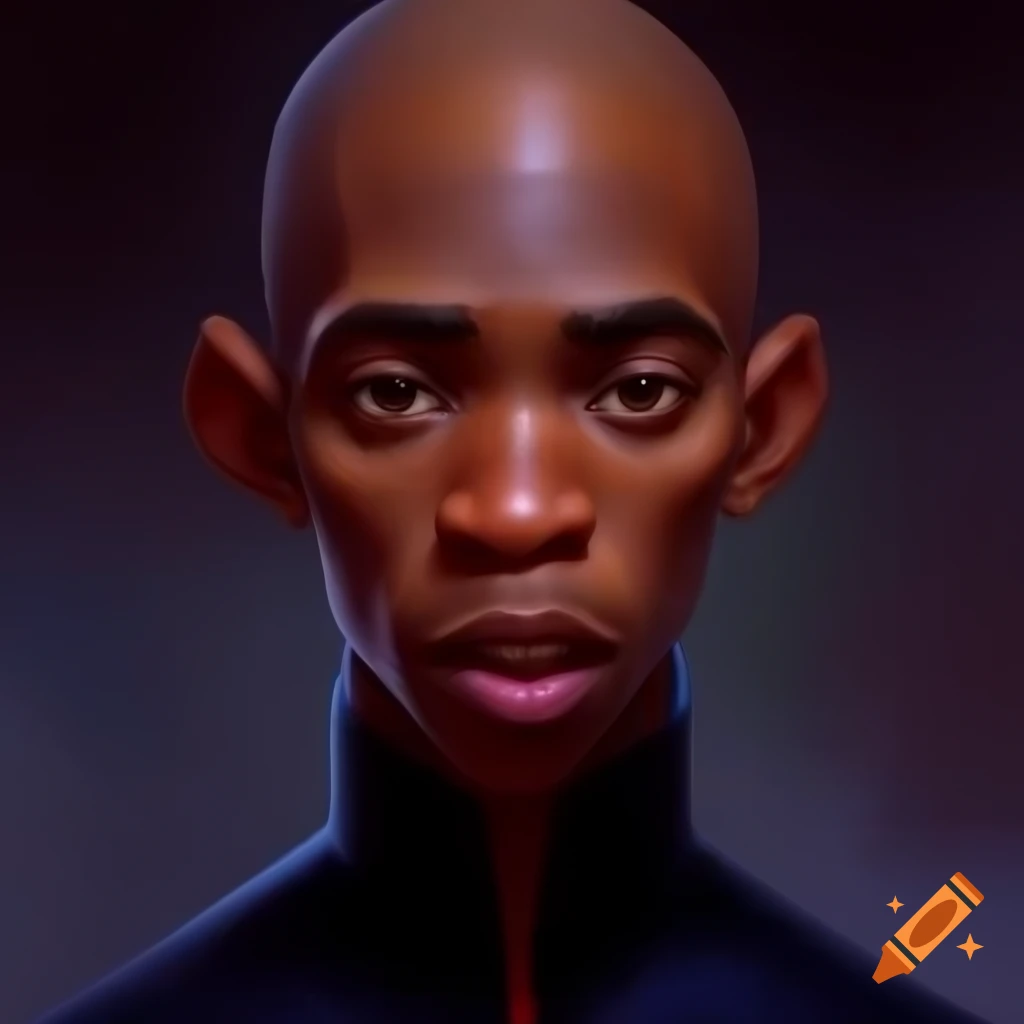 Portrait of charismatic bald african-american man, inspired by megamind ...