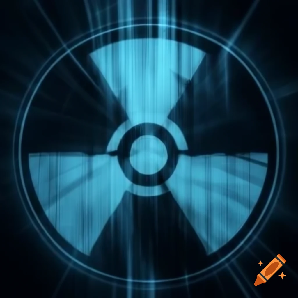 Stylized nuclear symbol in X-ray aesthetic with sharp lines and ...