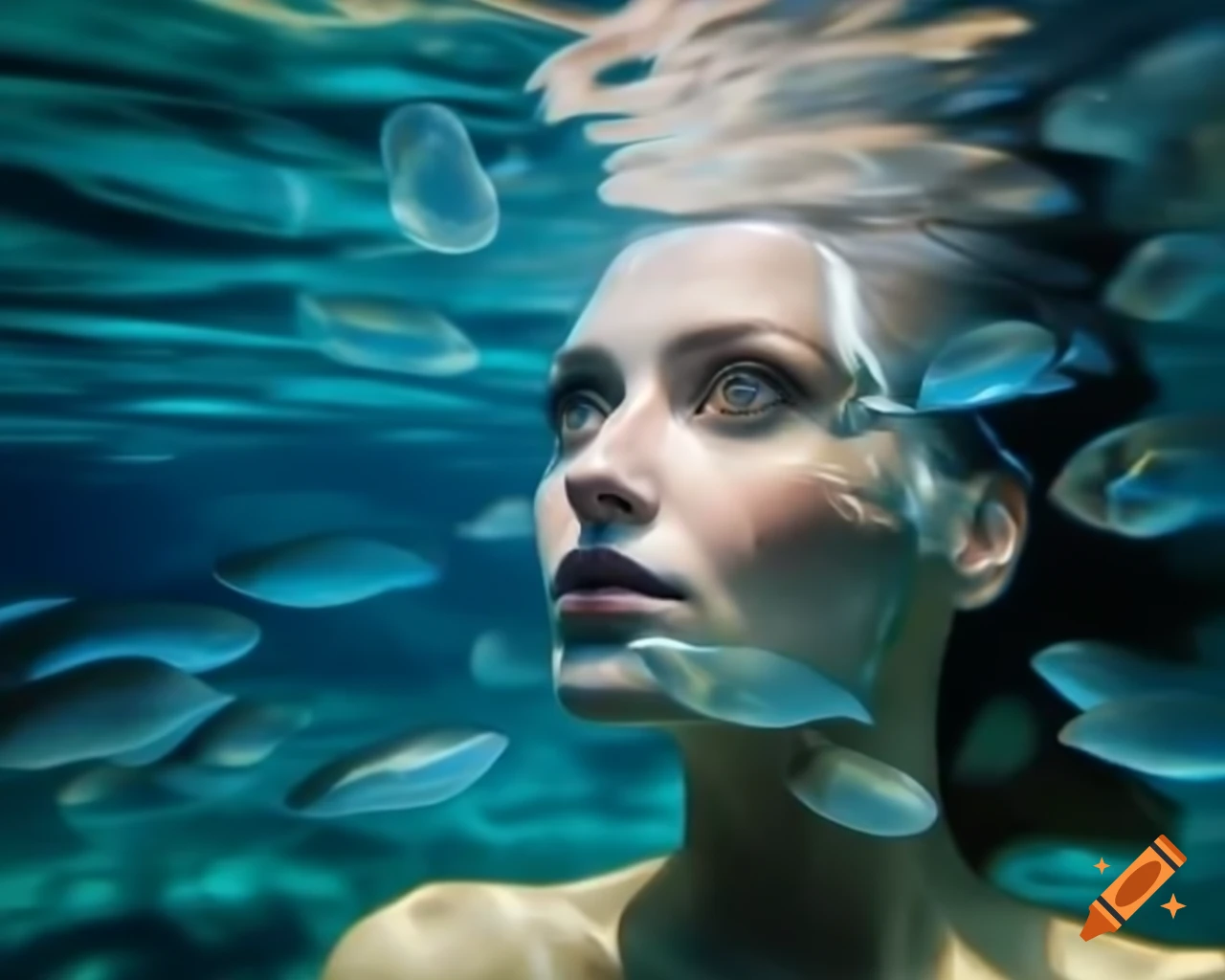 Group of fish in hyper-realistic underwater scene on Craiyon