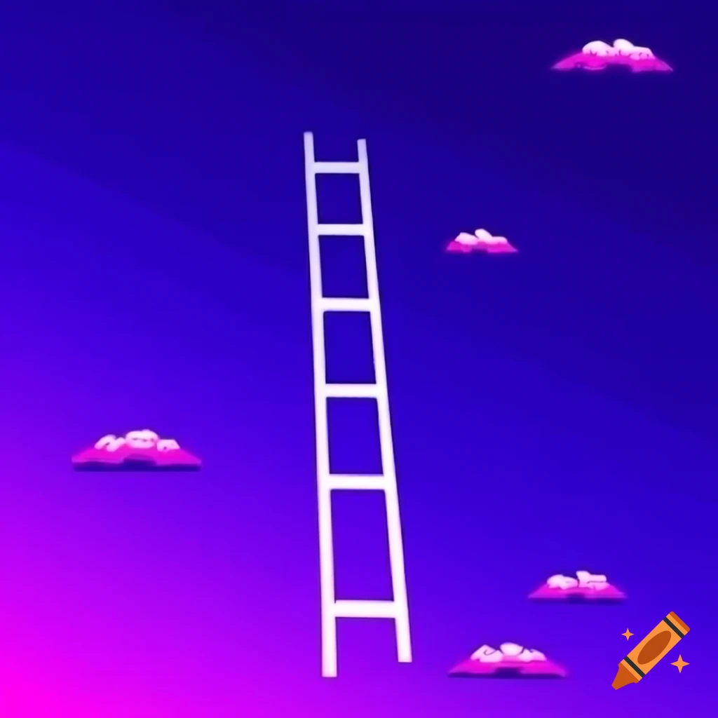 Majestic ladder ascending into vibrant purple sky, striking logo design ...