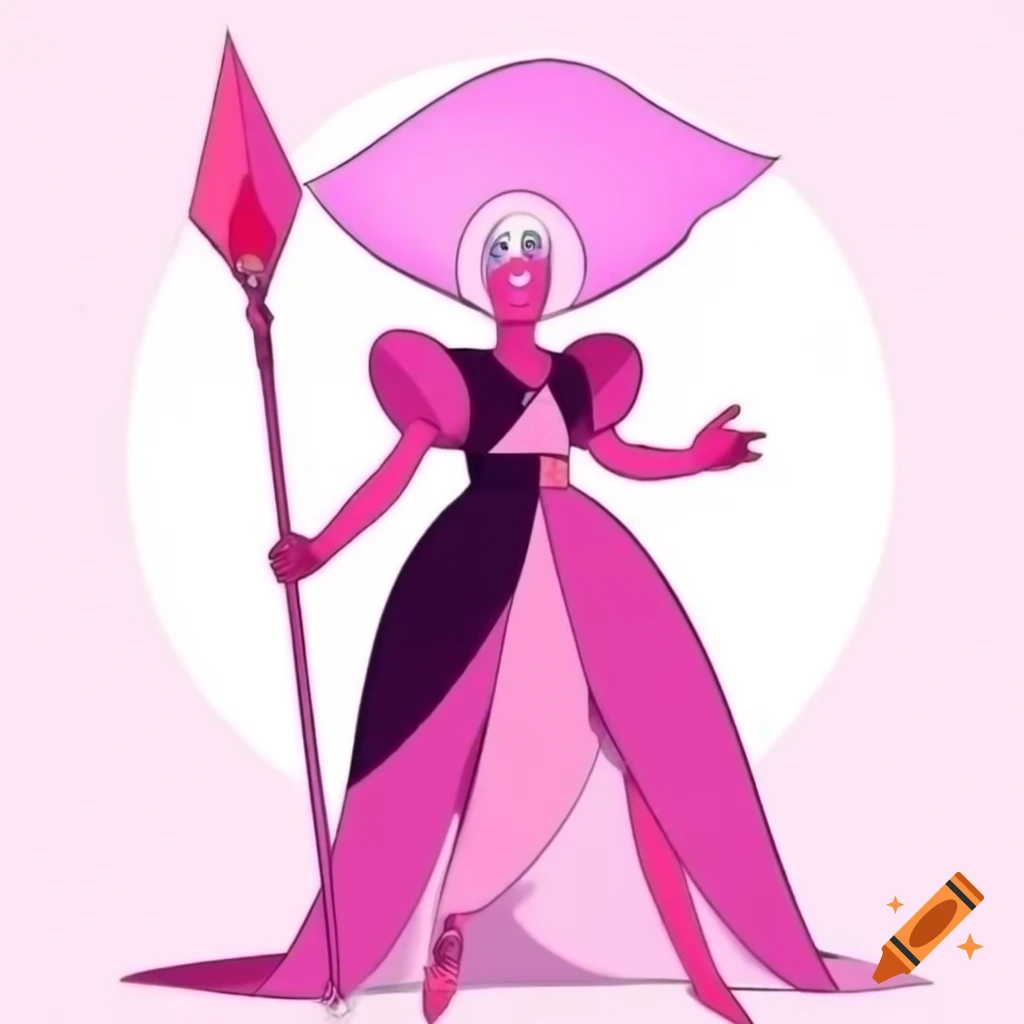 Aristocratic female pink gem character with long dress and spear ...