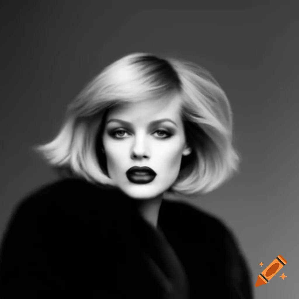 Stylish woman from 1983 in fur coat and form-fitting outfit on Craiyon