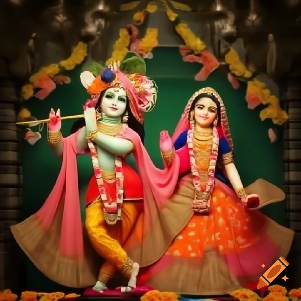 Radha krishna artwork celebrating love and devotion on Craiyon