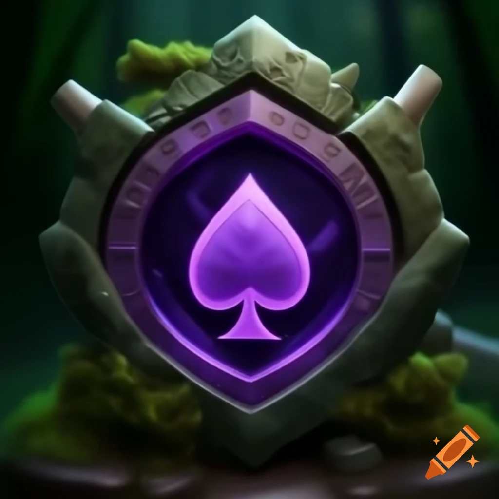 Magical forest-themed spade symbol with glowing purple edges and ...