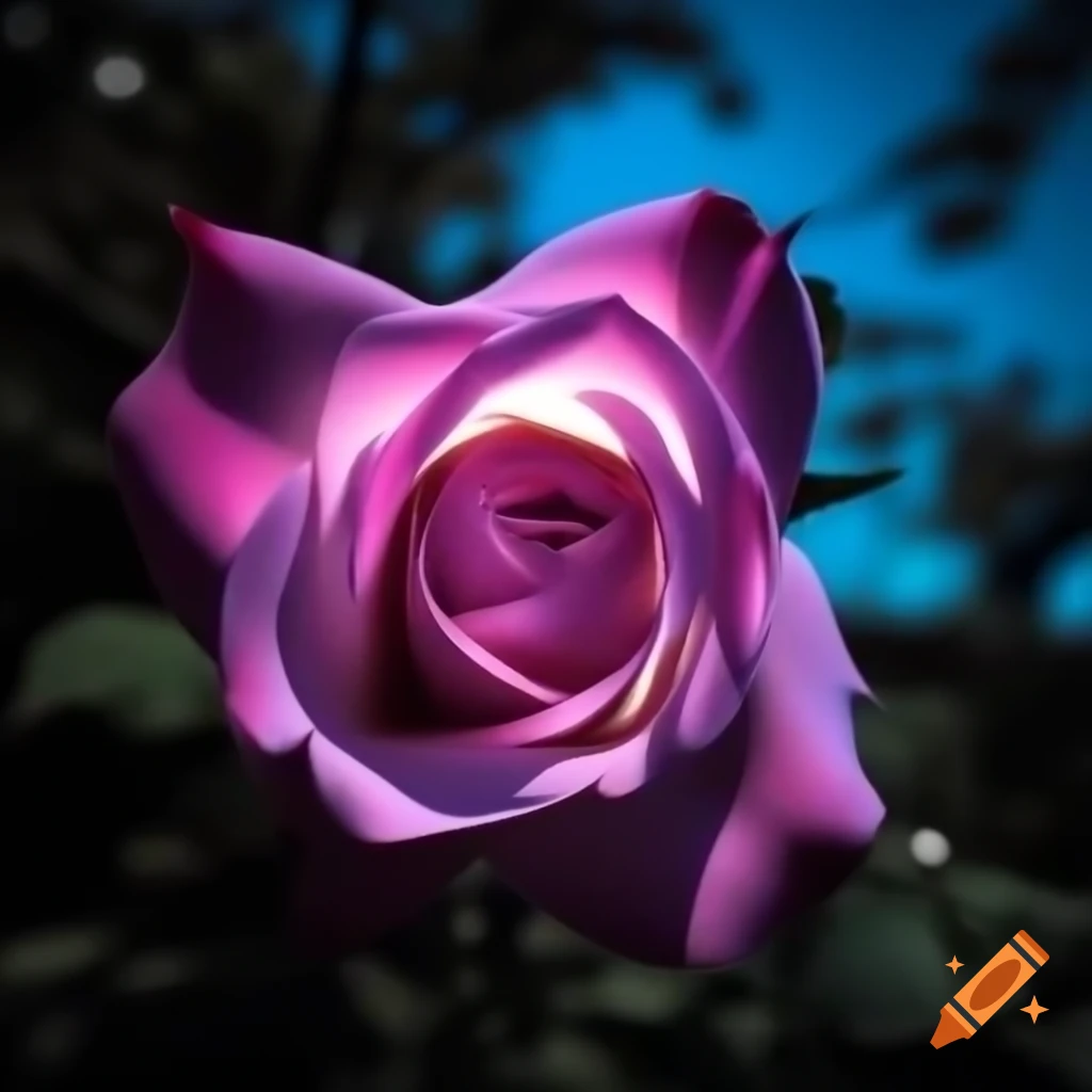 Shimmering flower in forest with soft light filtering through trees on ...