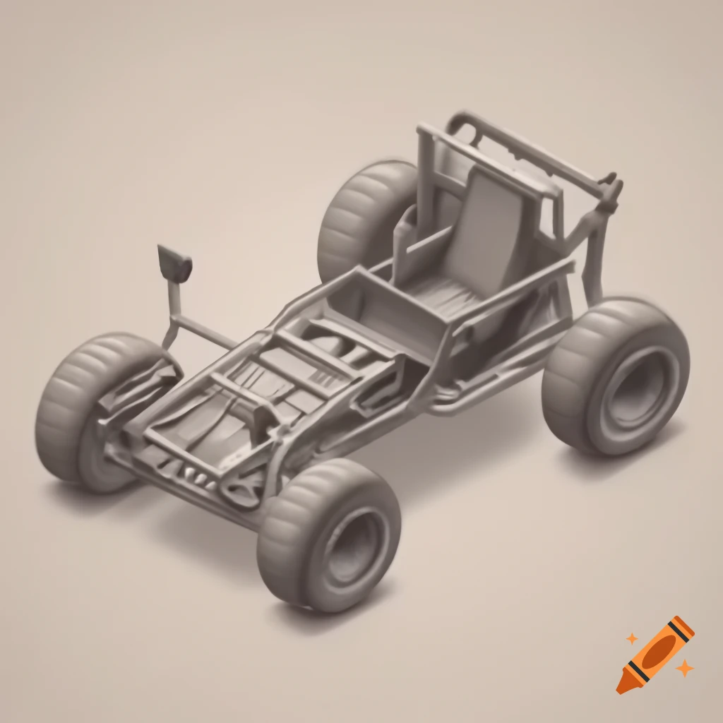 Detailed pencil sketch of a modern buggy with suspension and elegant ...