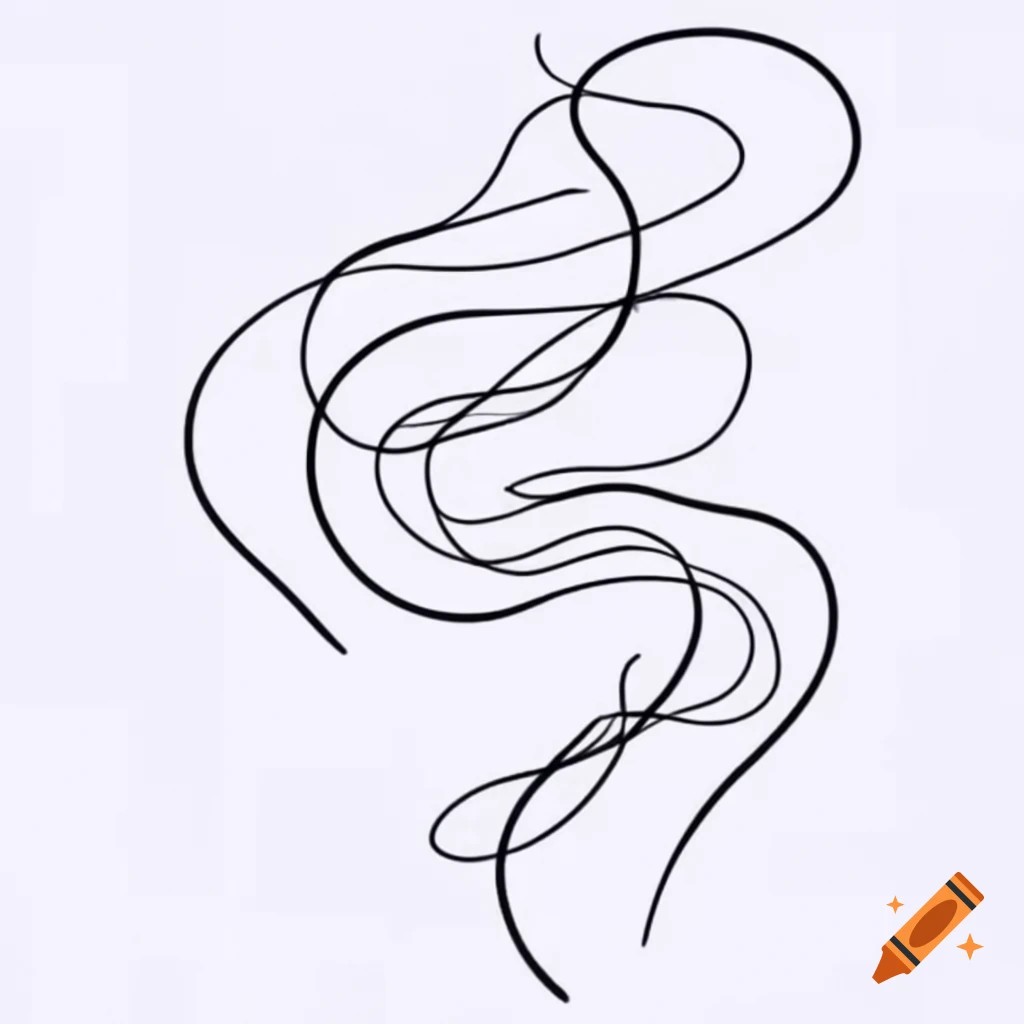 Minimalistic line drawing of soft, fluid smoke swirls on Craiyon