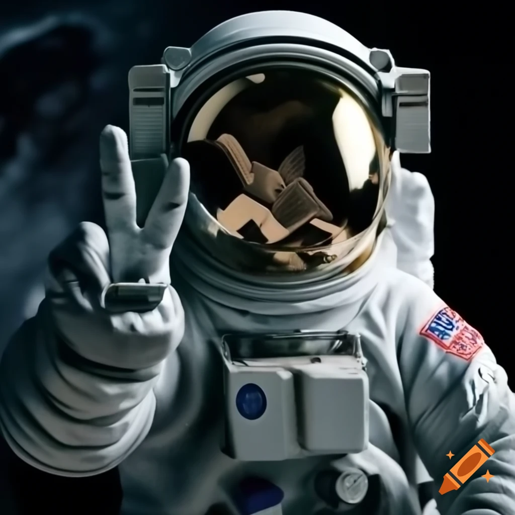 Astronaut making peace sign in space on Craiyon