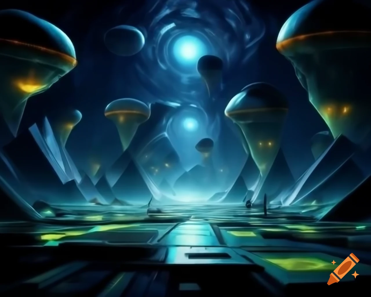 Intricate sci-fi desktop wallpaper featuring a futuristic cybernetic ...