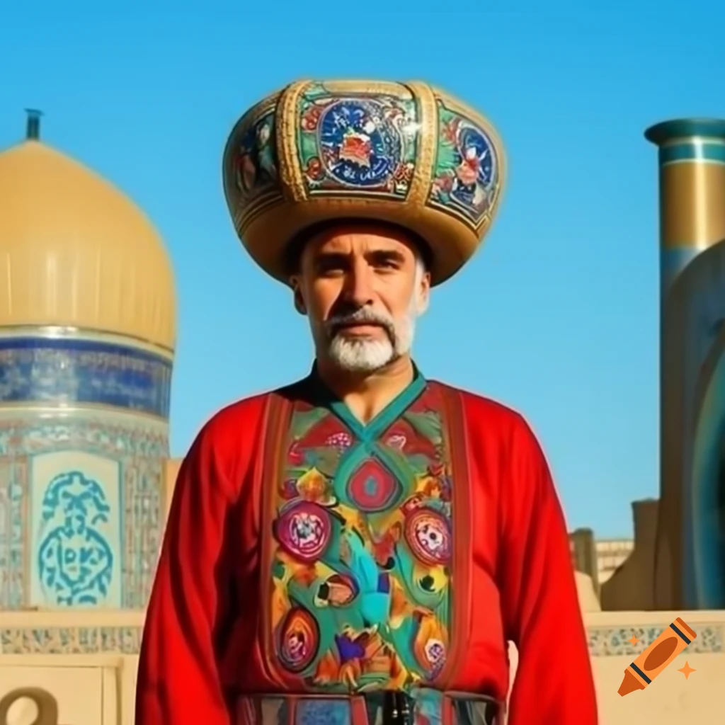 Pep Guardiola in traditional Uzbek clothing, vibrant chapani and doppi ...