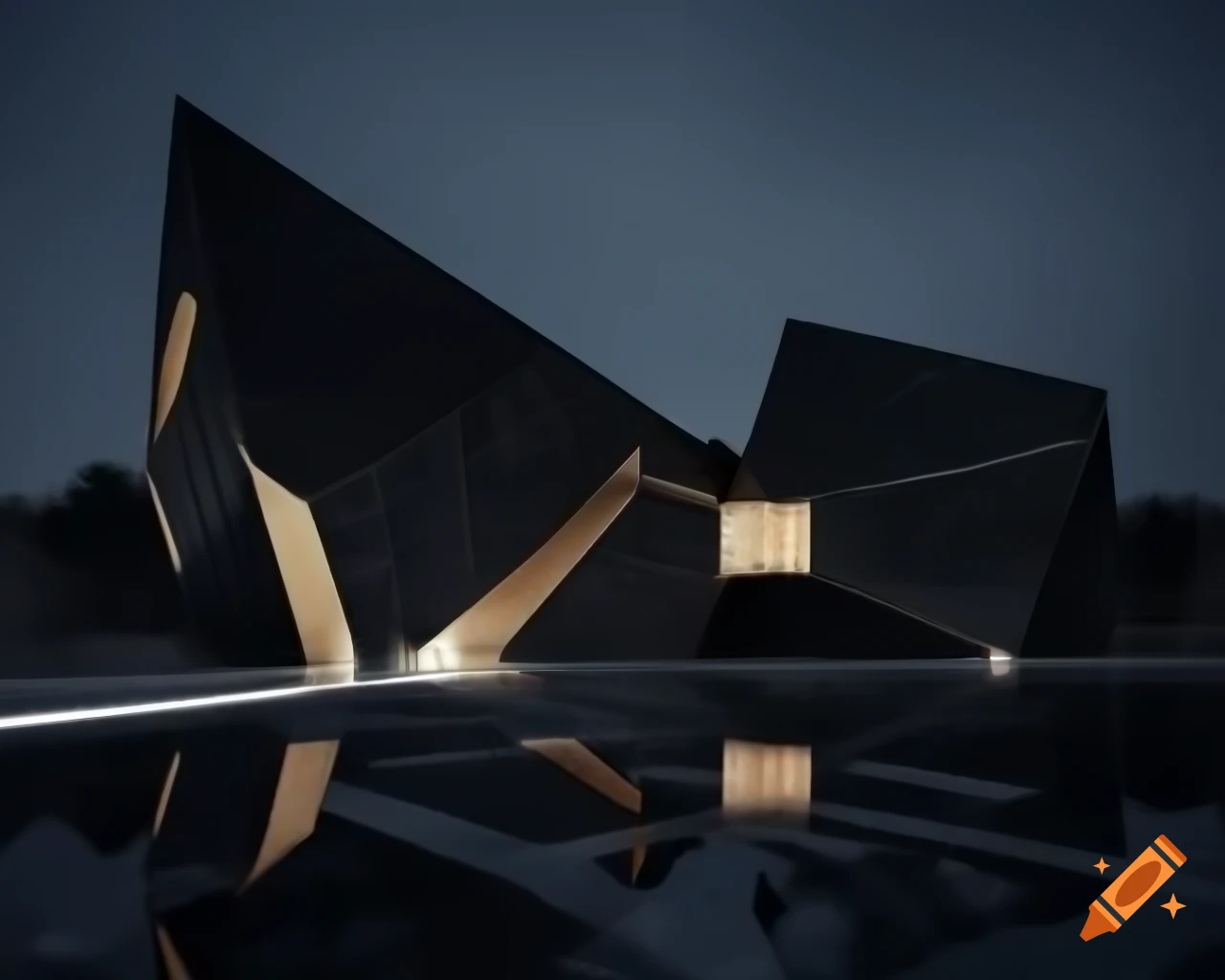 Ultra-realistic modern minimalist black architectural design with ...