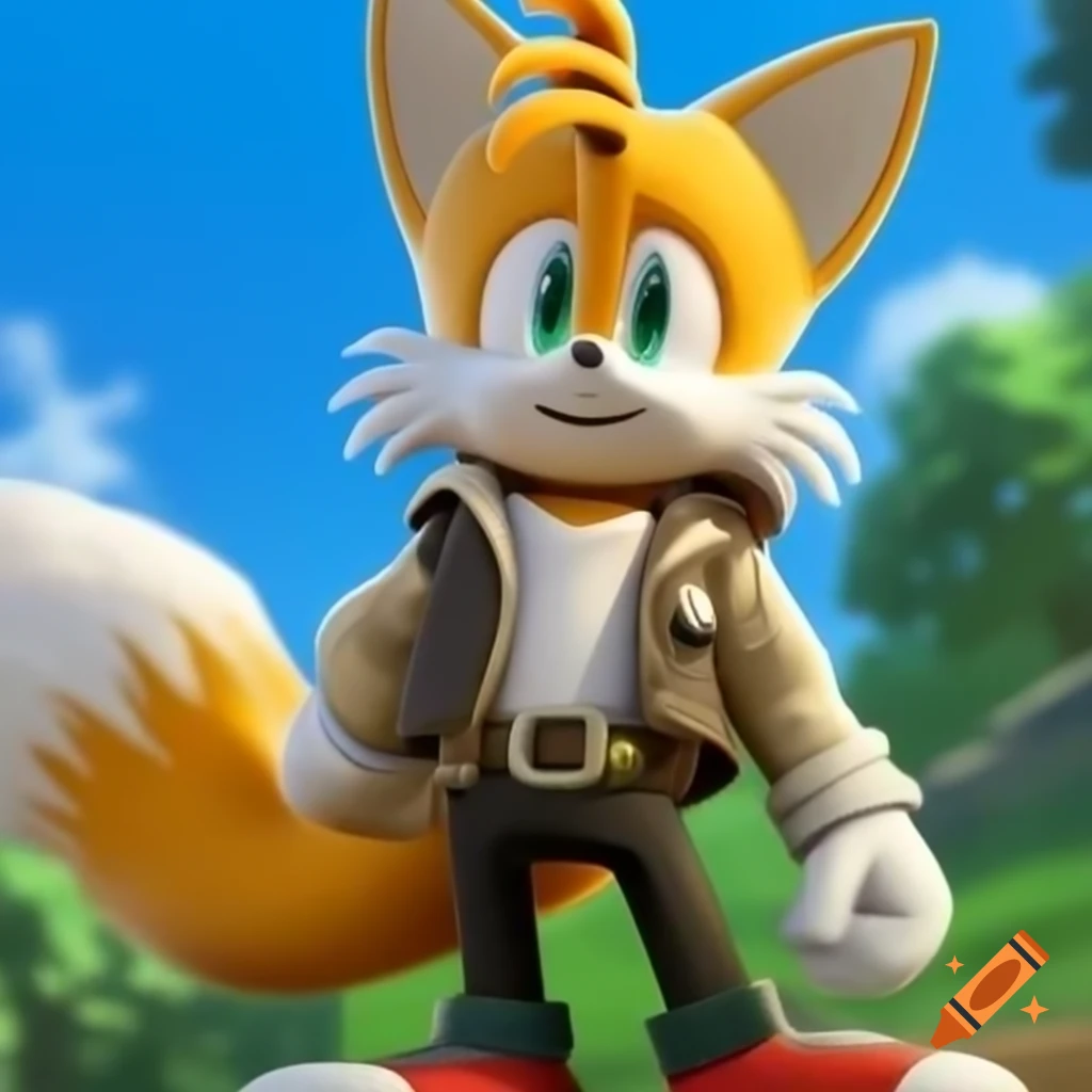 Tails, Sonic's two-tailed fox companion, in aviator gear under sunny ...