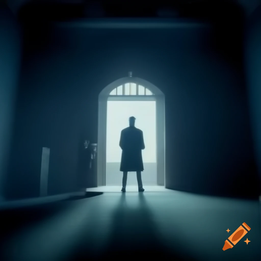 Frankenstein standing at castle doorway with mad scientist lab in ...