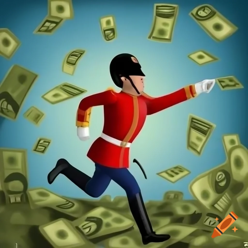 Illustration of british soldier performing the dab surrounded by pounds ...