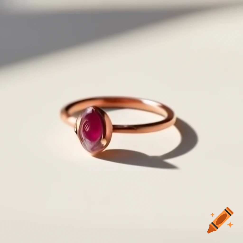 Copper ring with glowing ruby and faint ember detail on Craiyon