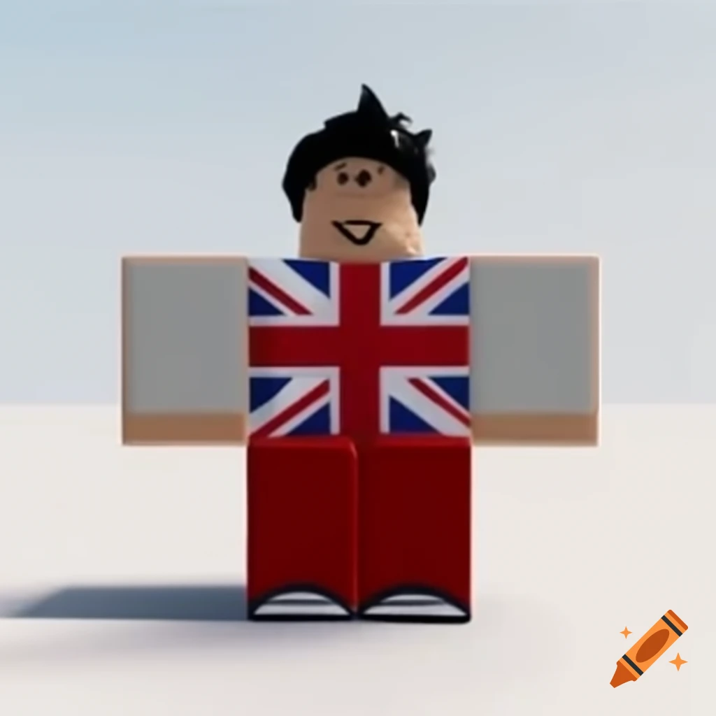 Roblox avatar dressed in british flag suit on Craiyon