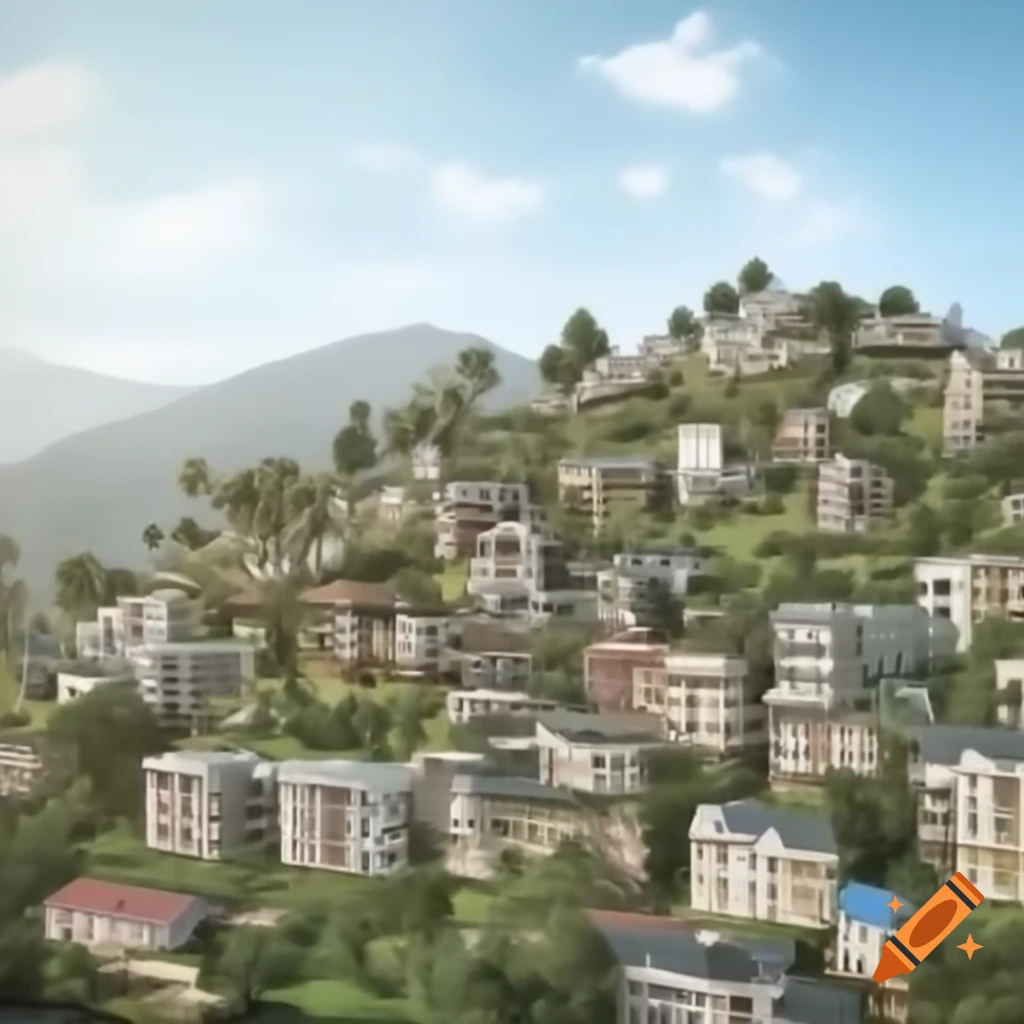 Conceptual visualization of a vibrant new shimla with houses, shops ...