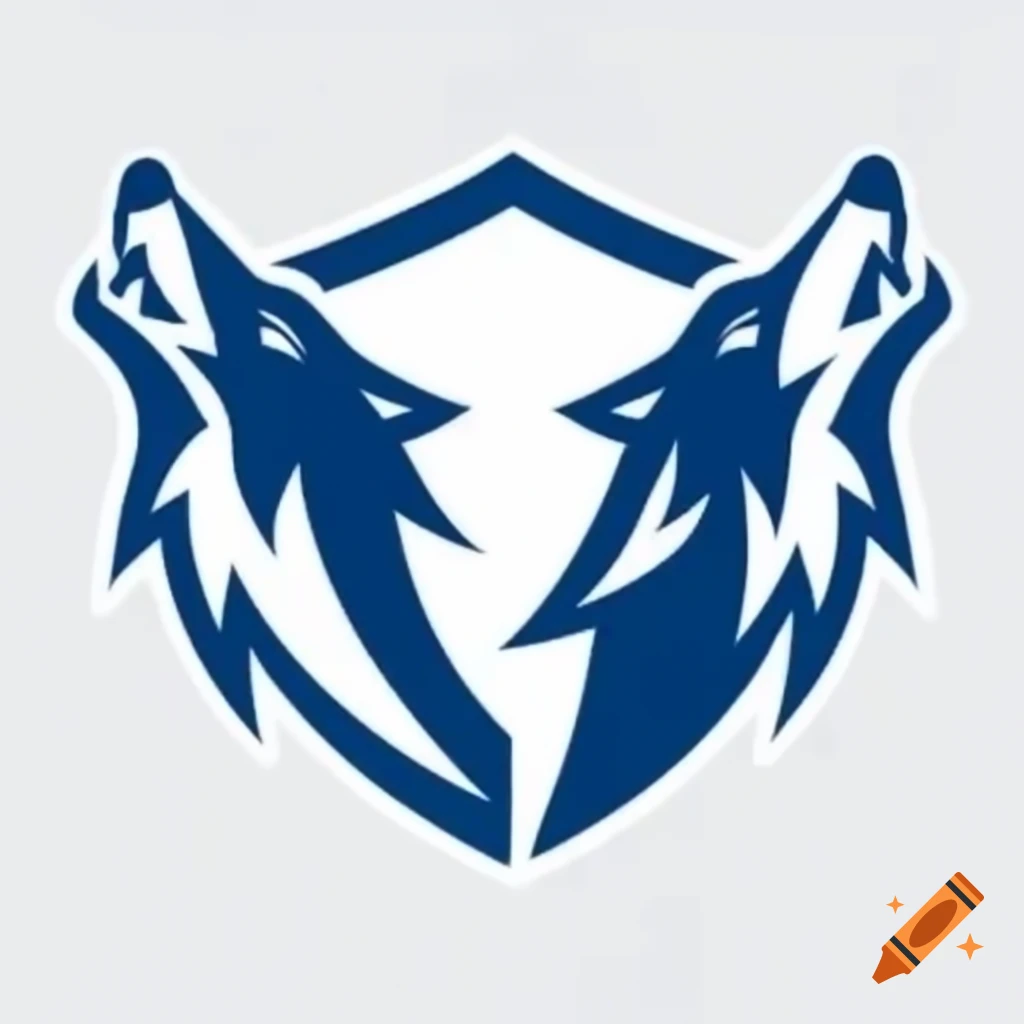 Shield logo featuring two blue wolves rampant facing away from each ...