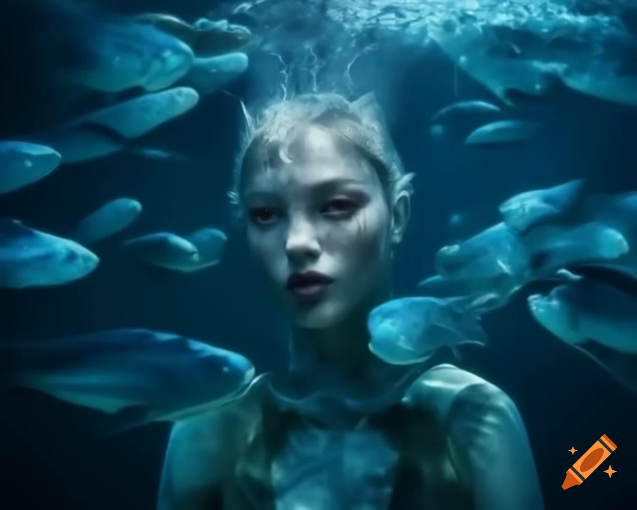 Hyper-realistic underwater scene featuring a group of fish on Craiyon