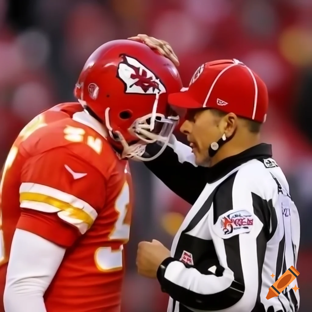 Kansas city chiefs players sharing a humorous moment with a referee on ...