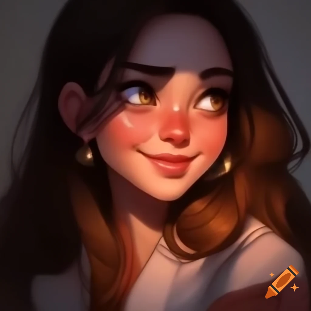 Charming young woman with captivating eyes and warm smile on Craiyon