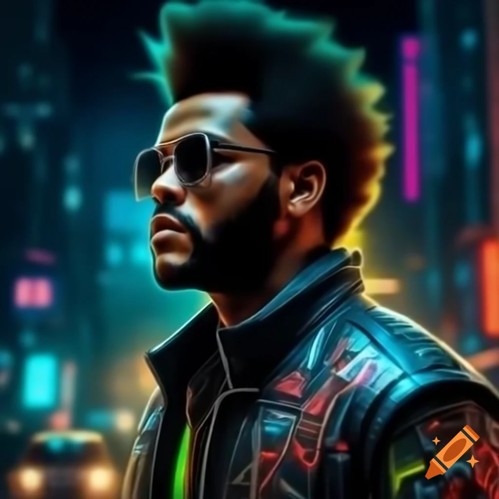 Futuristic portrait of The Weeknd as an AI being with cybernetic ...