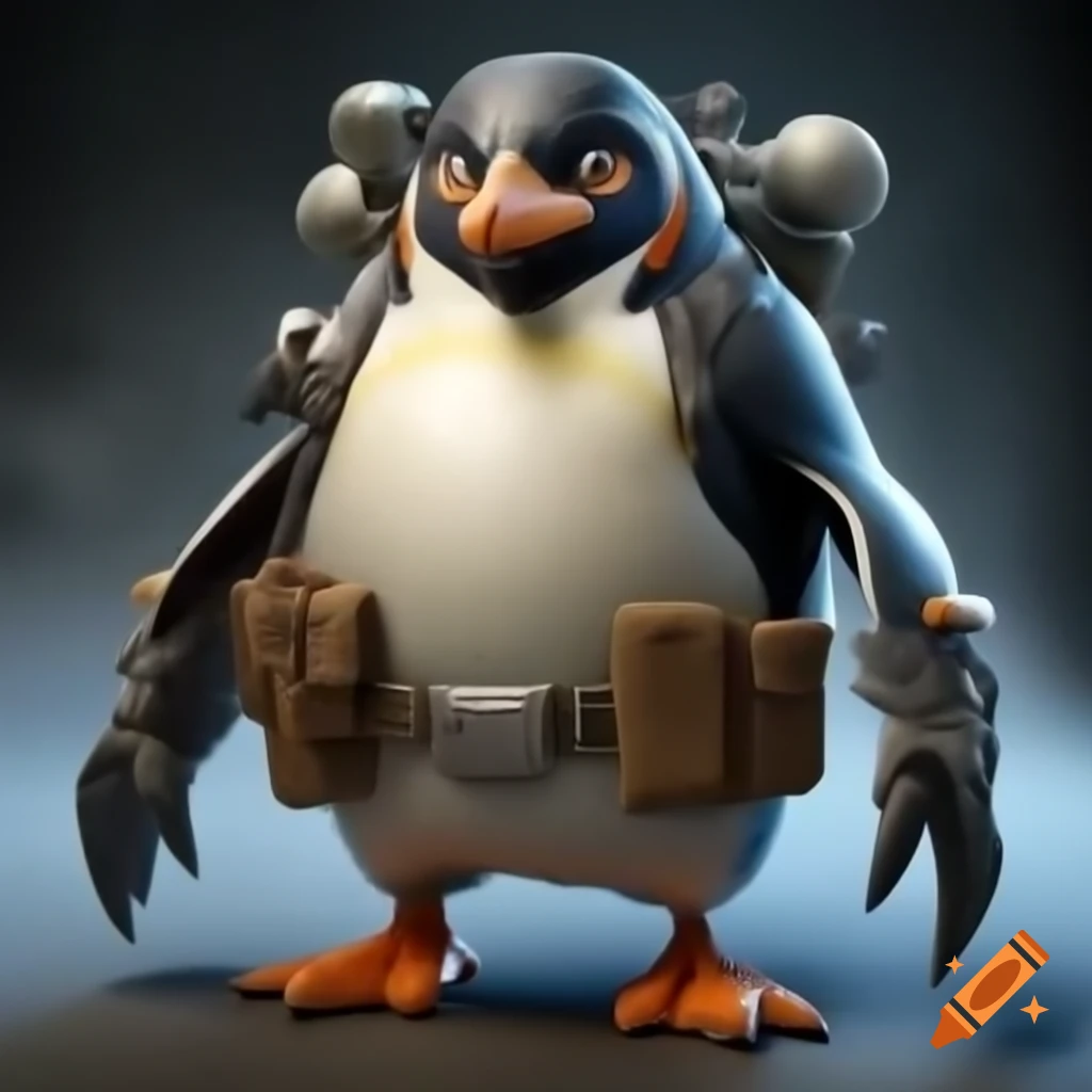 Robust penguin variant with powerful flippers and large beak on Craiyon