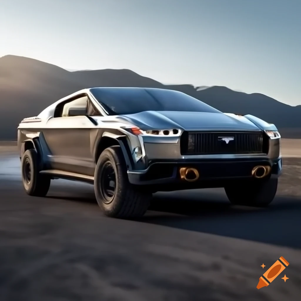 Mustang reimagined in Cybertruck style on Craiyon